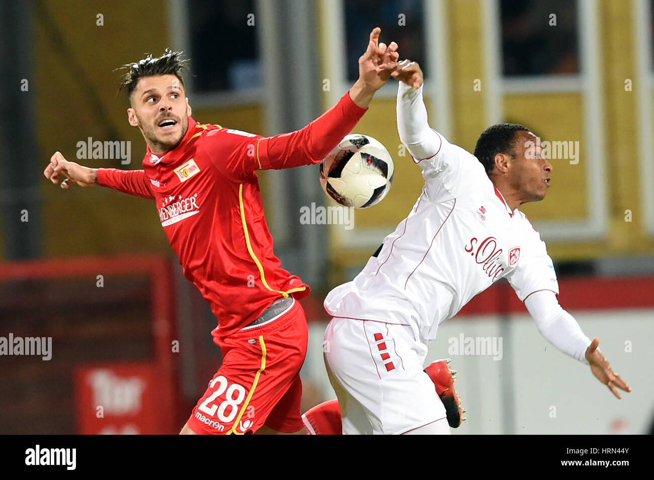 Berlin, Germany. 3rd Mar, 2017. Berlin's Christopher Trimmel (l) and ...