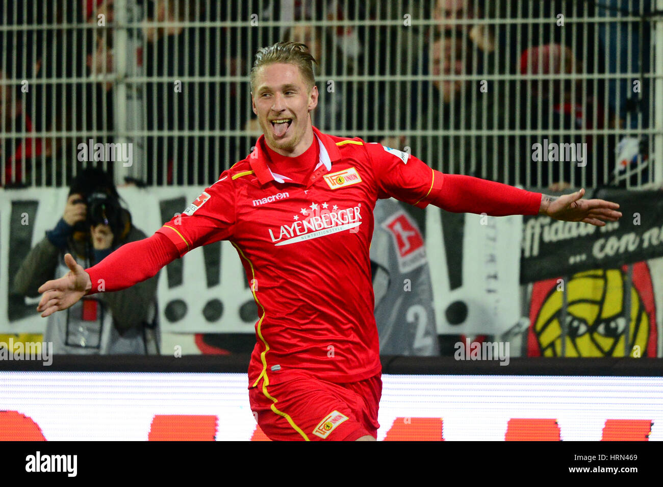 Berlin, Germany. 3rd Mar, 2017. Berlin's Sebastian Polter celebrates ...