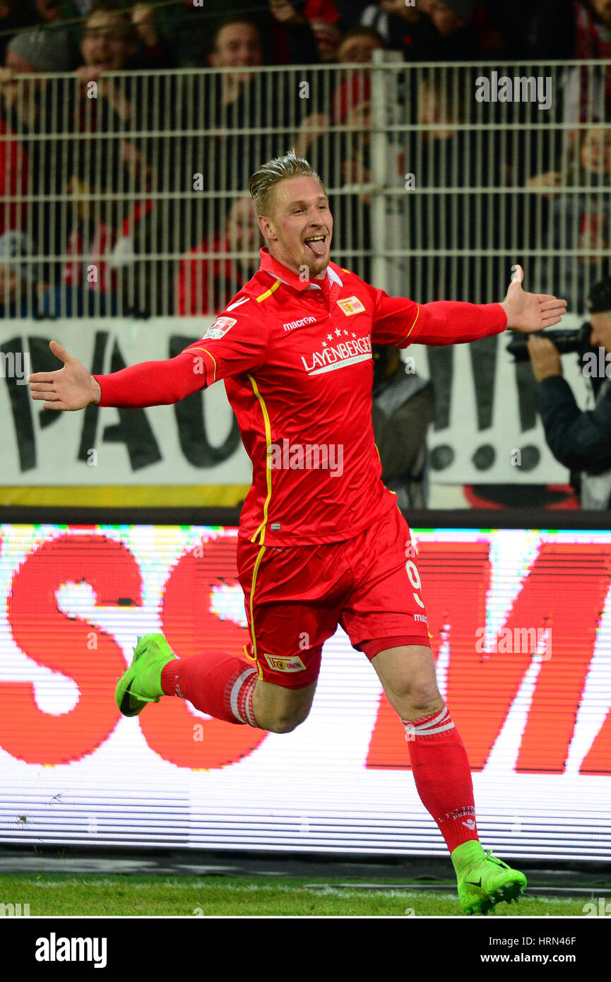 Berlin, Germany. 3rd Mar, 2017. Berlin's Sebastian Polter celebrates ...