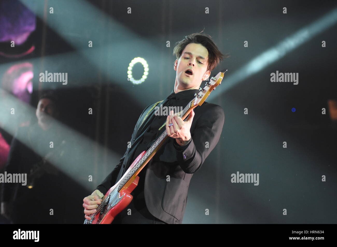 New York, New York, USA. 2nd Mar, 2017. Bassist DALLON WEEKES of 'Panic ...