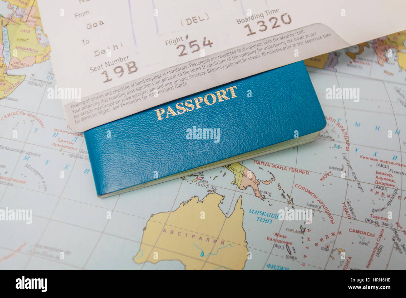 World map, passport and air tickets Stock Photo - Alamy