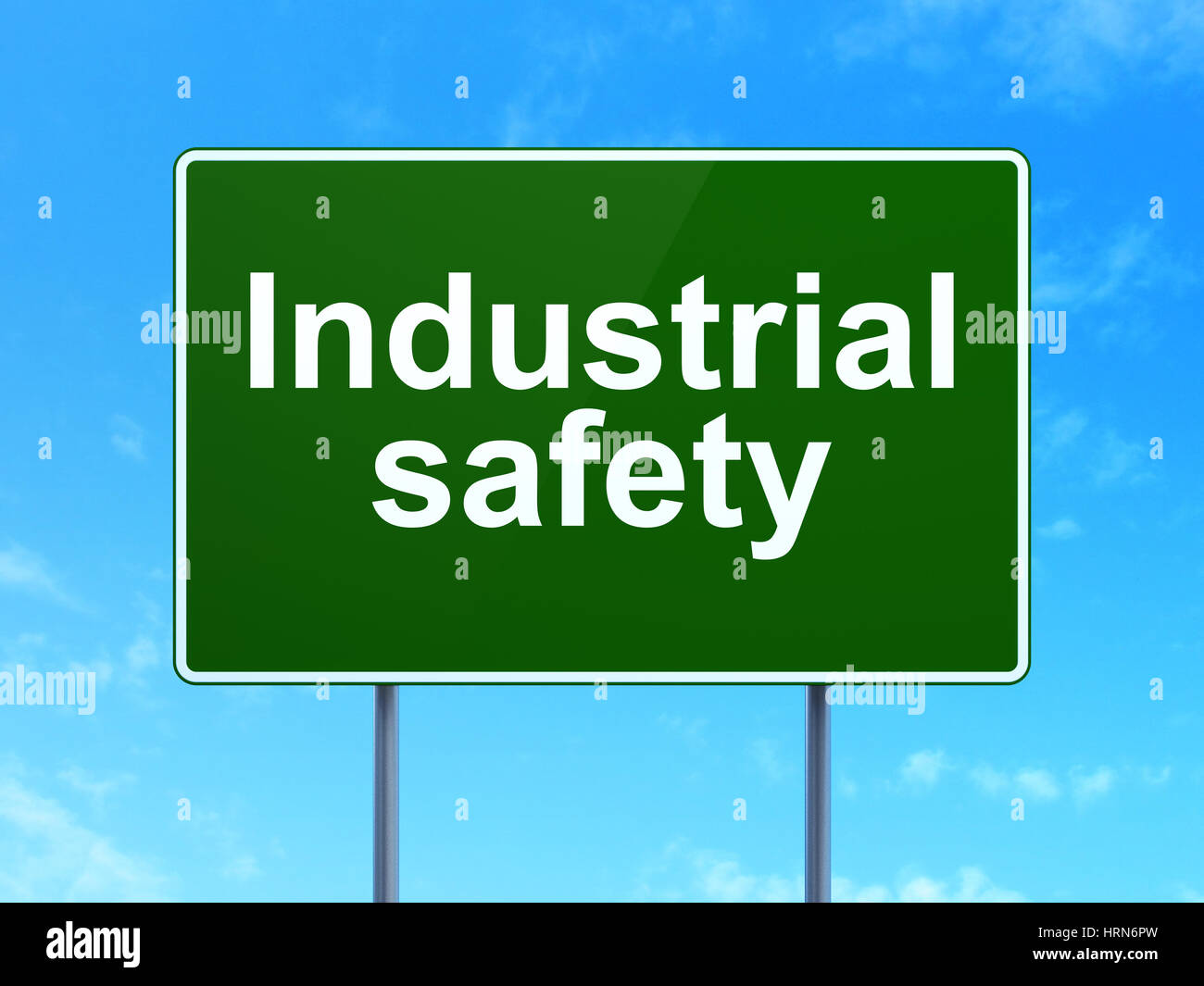 Constructing concept: Industrial Safety on road sign background Stock ...