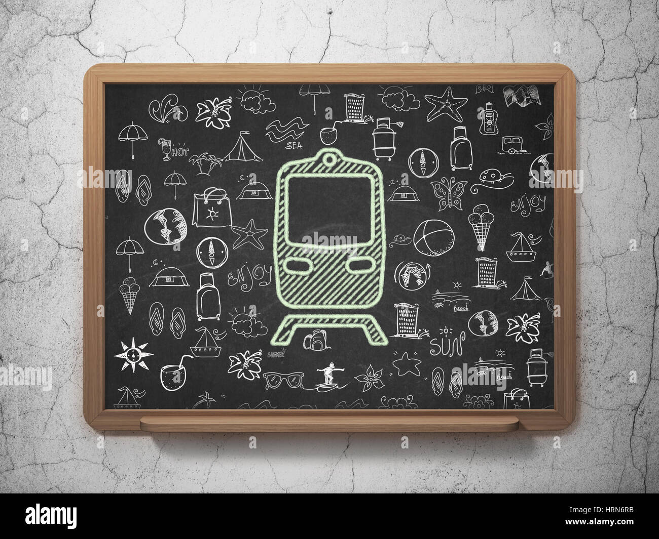 Travel concept: Train on School board background Stock Photo - Alamy