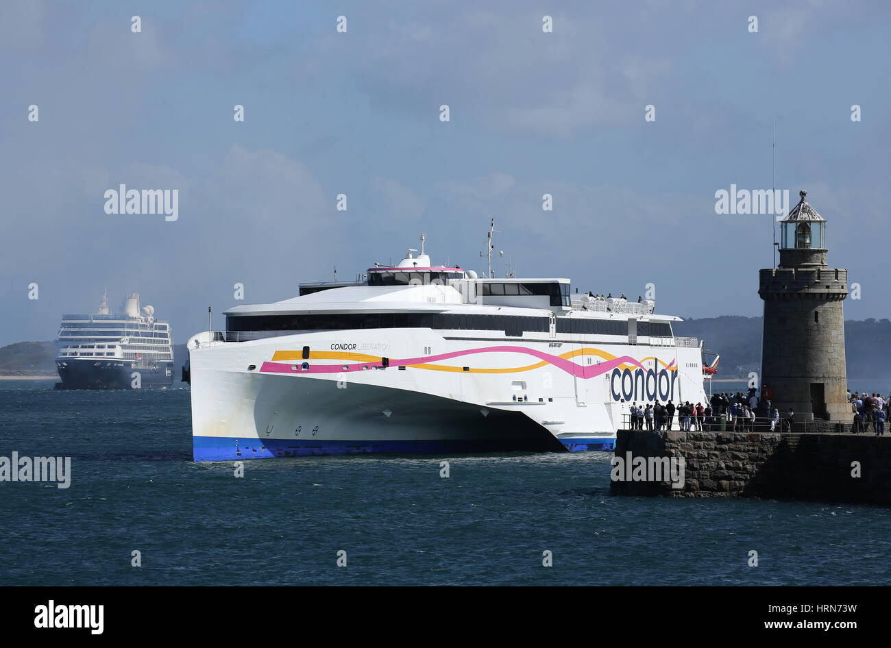The Condor Car & Passenger ferry arriving in St. Peter Port, Guernsey ...