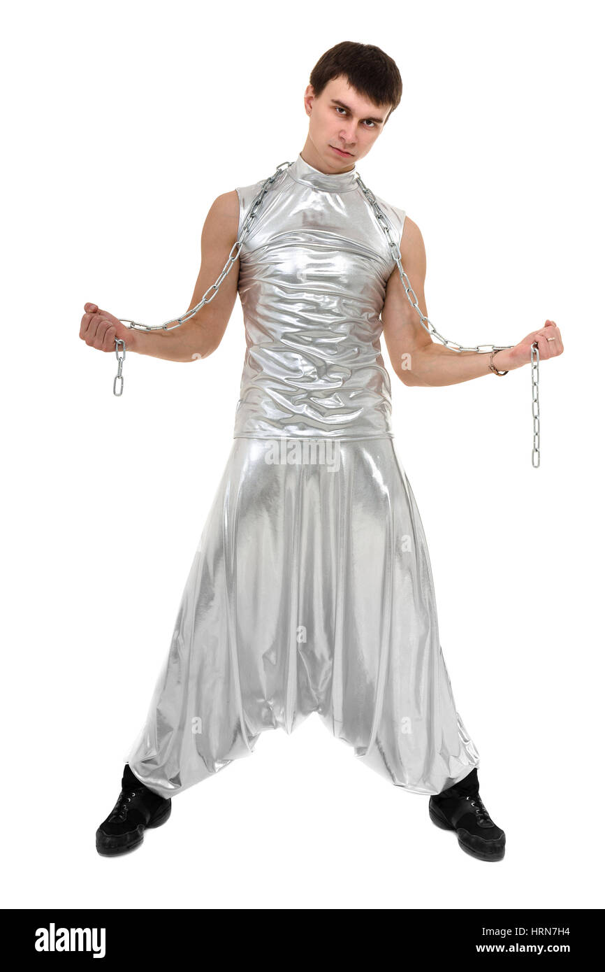 Disco dancer man showing some movements against isolated white ...