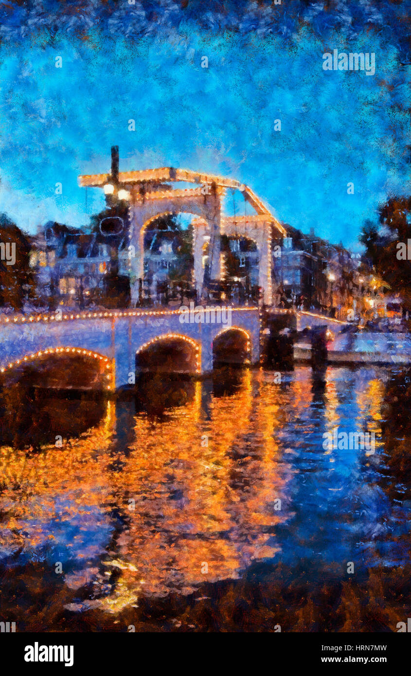 Magere Brug bridge in Amsterdam Stock Photo - Alamy