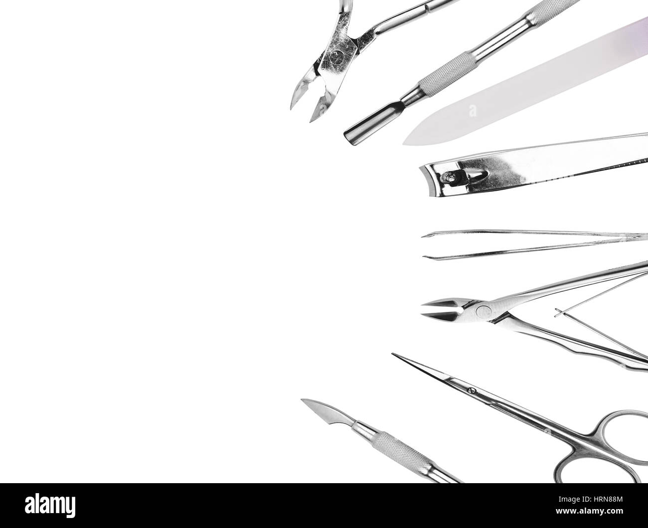 Tools of a manicure set on a white background Stock Photo - Alamy