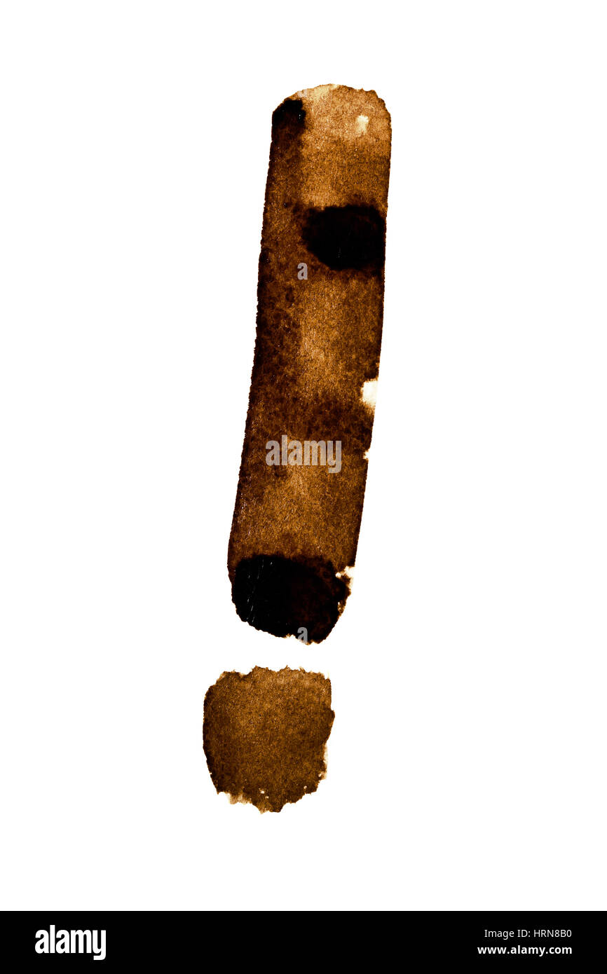 Exclamation mark - alphabet in coffee Stock Photo - Alamy
