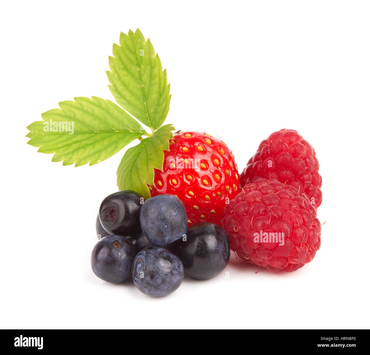 Berries with leaf isolated on white background Stock Photo - Alamy