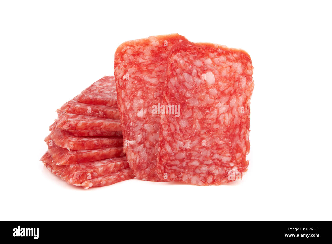 fresh salami isolated on white background Stock Photo - Alamy