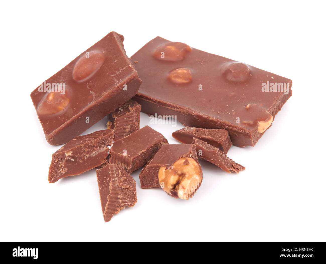 Broken chocolate bar isolated on a white background Stock Photo - Alamy