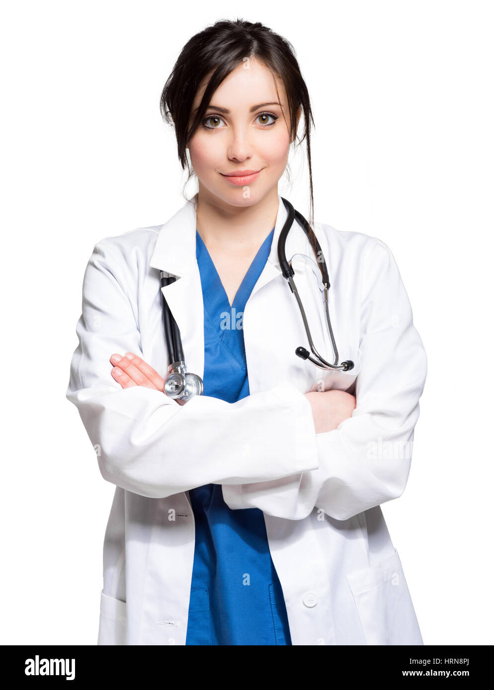 Beautiful doctor isolated on white Stock Photo - Alamy