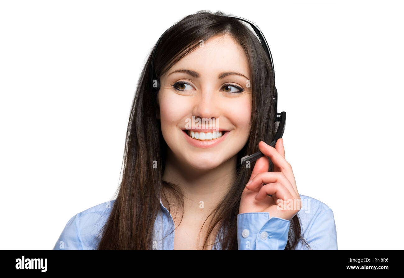 Smiling call center operator Stock Photo - Alamy