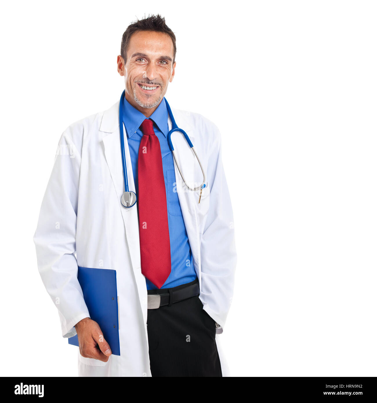 Happy doctor portrait isolated on white Stock Photo - Alamy