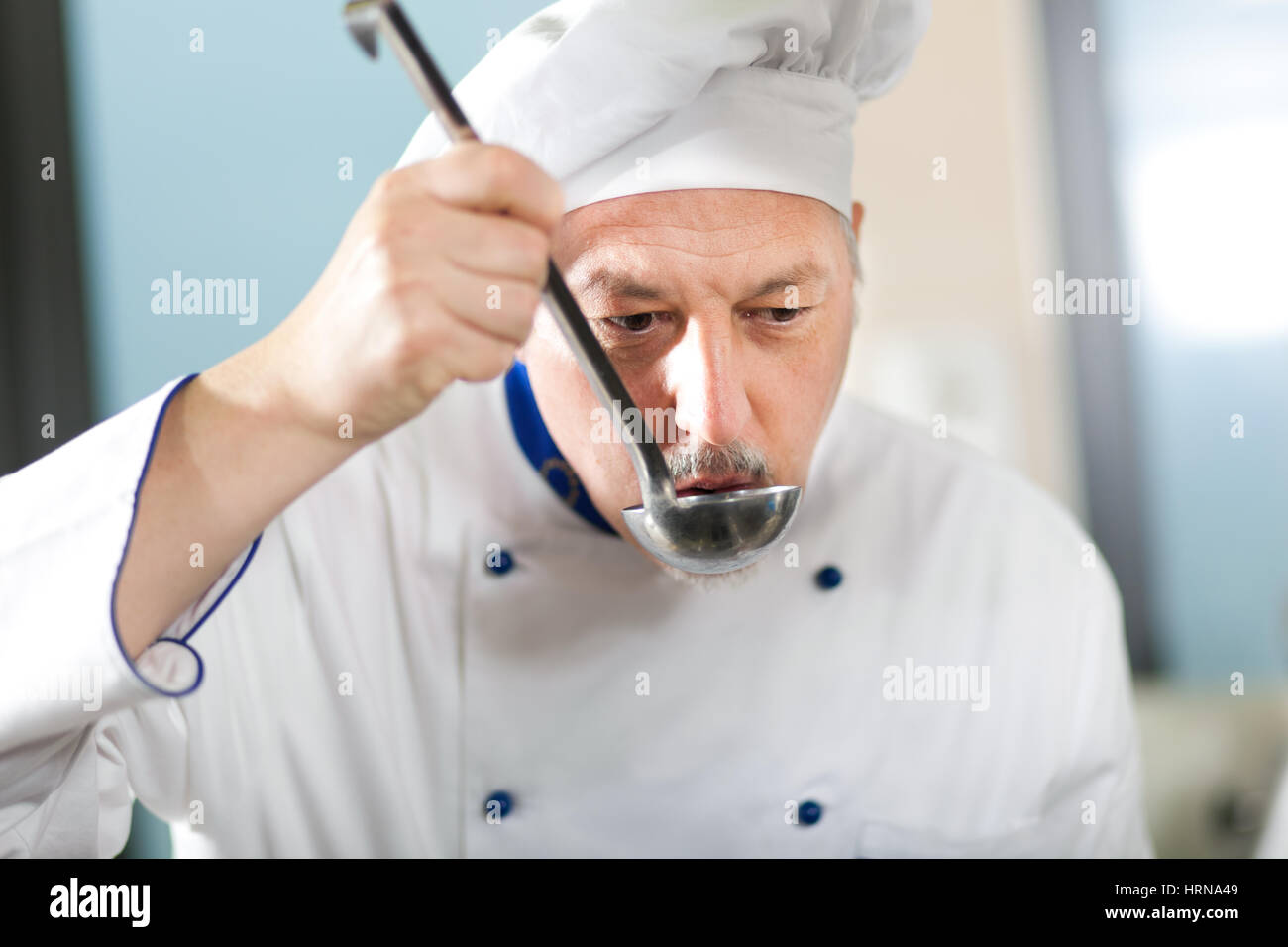 Portrait of a Chef at work in his Kitchen Stock Photo - Alamy