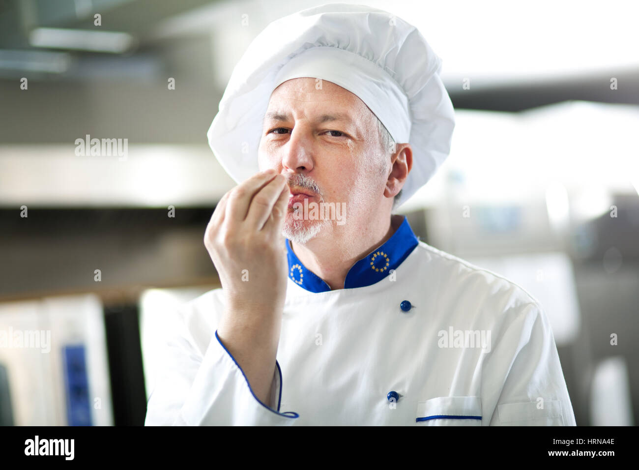 Portrait of a Chef at work in his Kitchen Stock Photo - Alamy