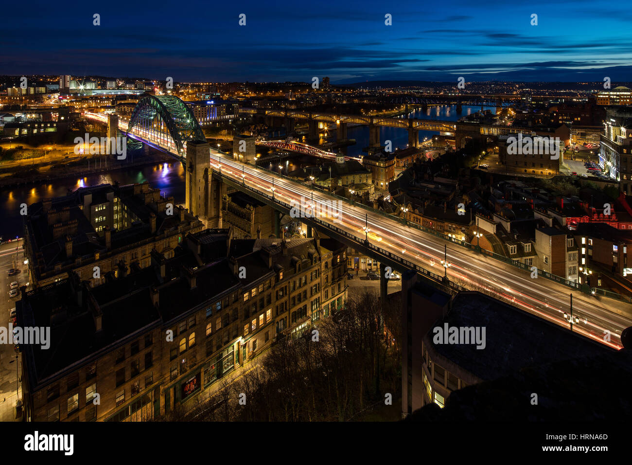 Newcastle bridges at night hi-res stock photography and images - Alamy