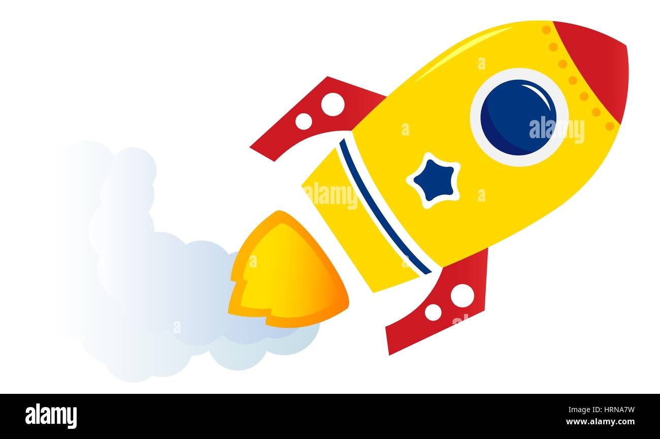 16493947 - cartoon spaceship isolated on white. vector illustration ...