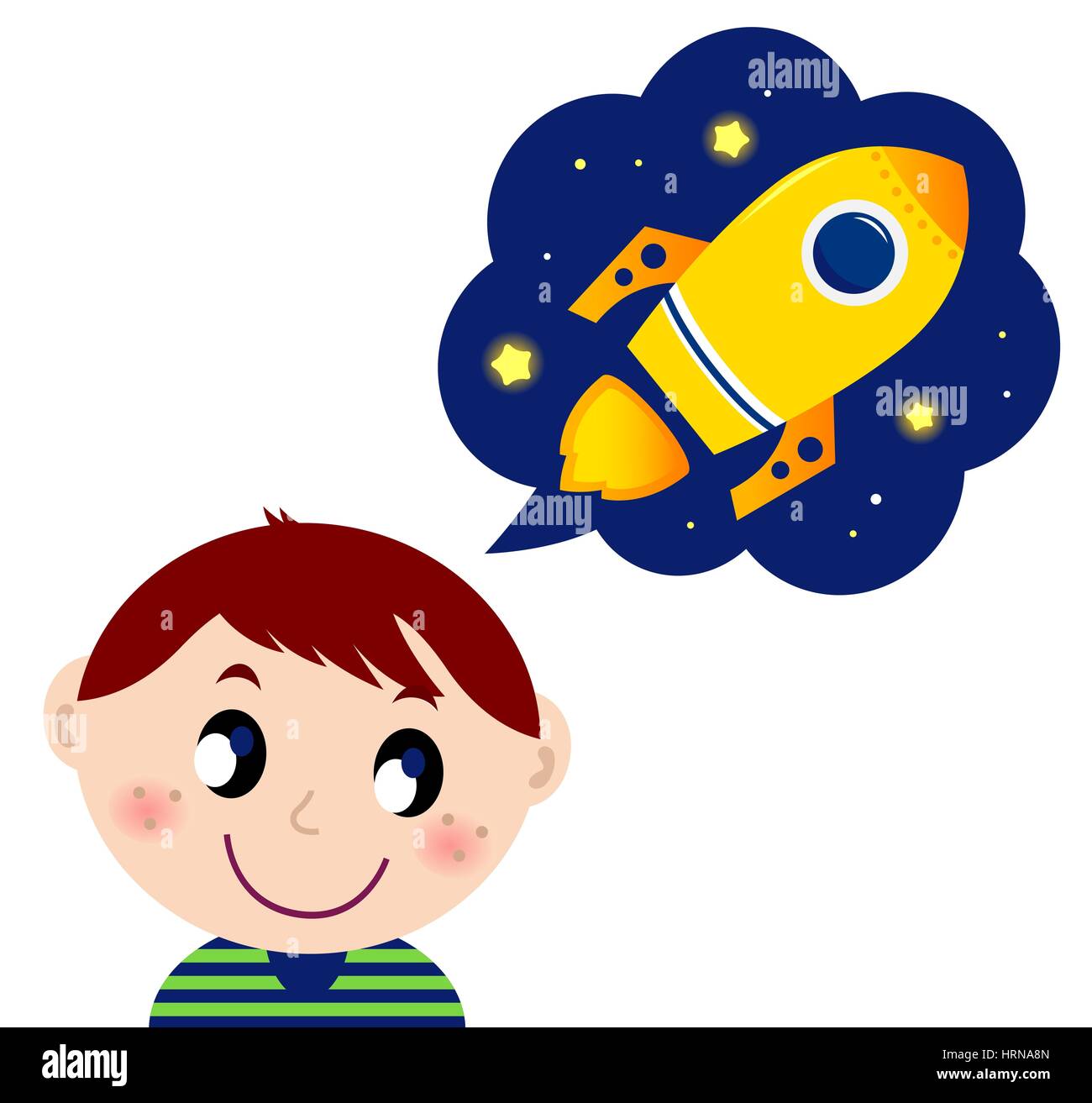 16329898 - cute boy dreaming about new spaceship. cartoon illustration ...