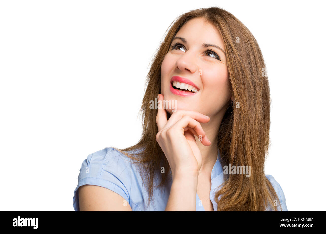 Beautiful woman thinking at something Stock Photo - Alamy