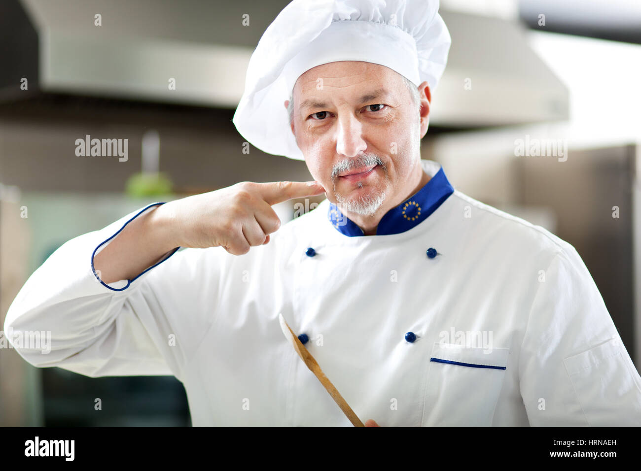 Portrait of a Chef at work in his Kitchen Stock Photo - Alamy