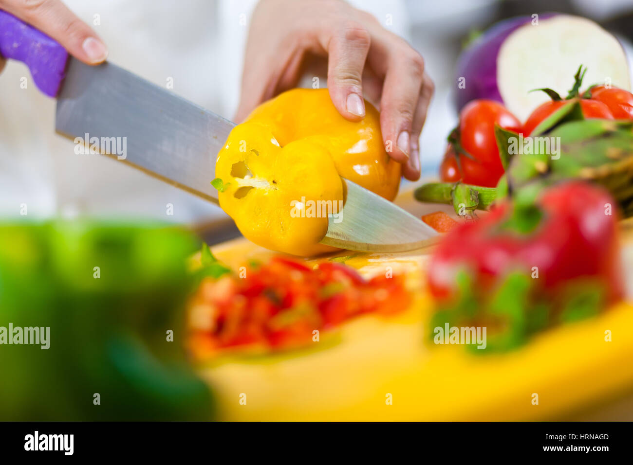 Detail of a Chef at work in his Kitchen Stock Photo - Alamy