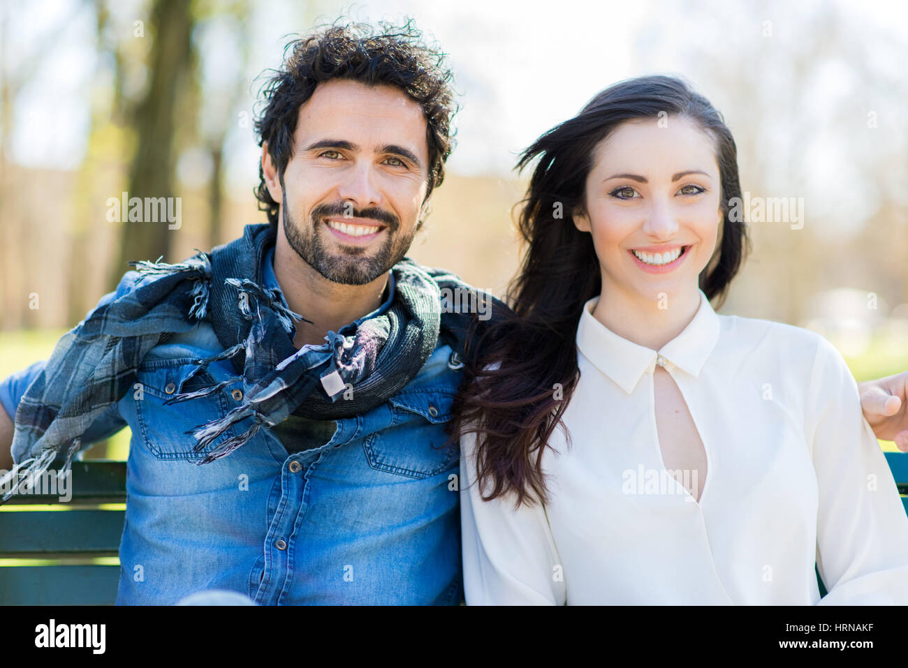 Couple having fun outdoors Stock Photo - Alamy