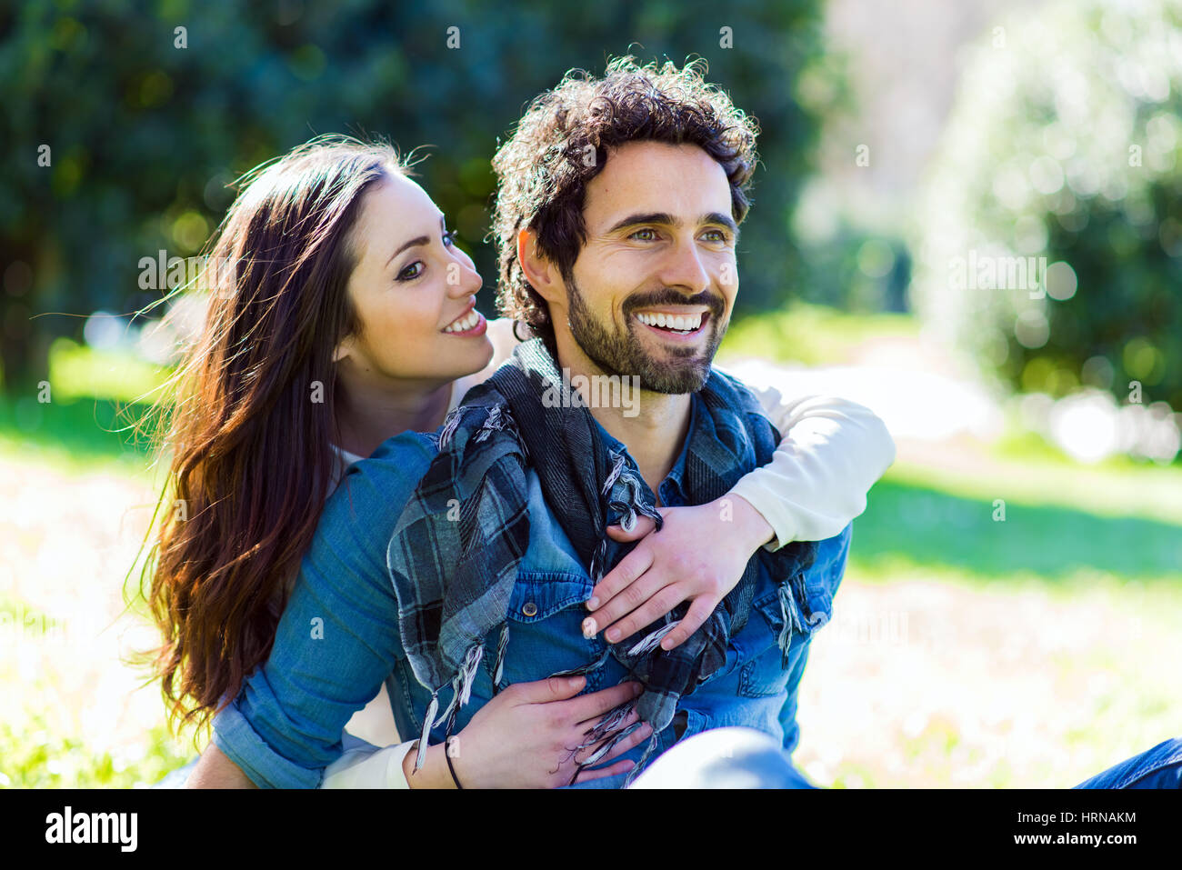 Couple having fun outdoors Stock Photo - Alamy
