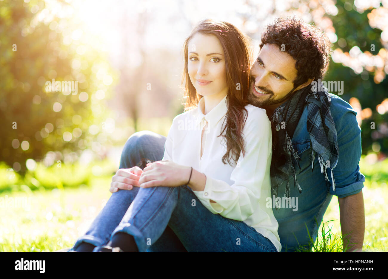 Couple having fun outdoors Stock Photo - Alamy