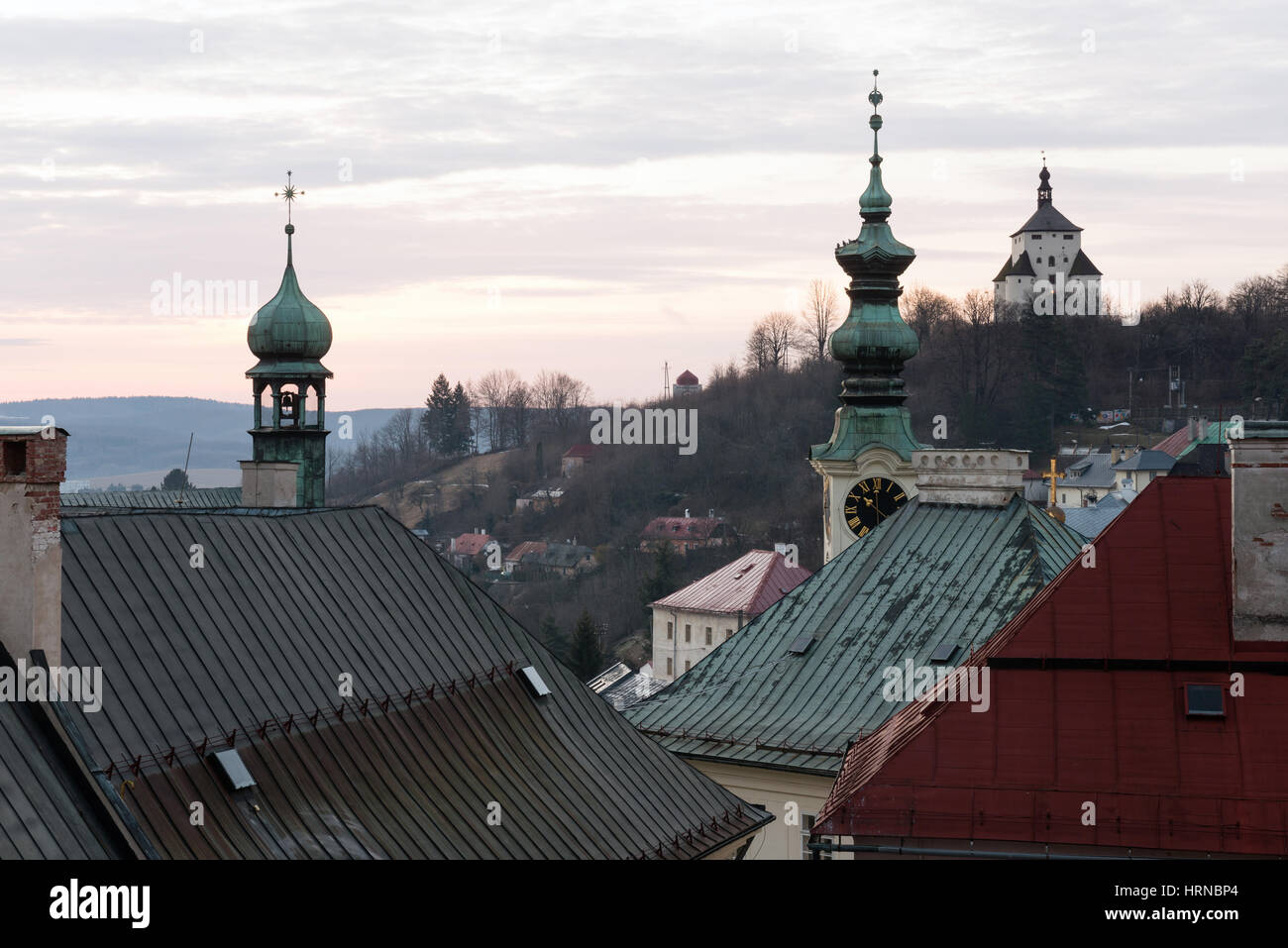 cityscape of Banska Stiavnica - historical medieval mining town in ...