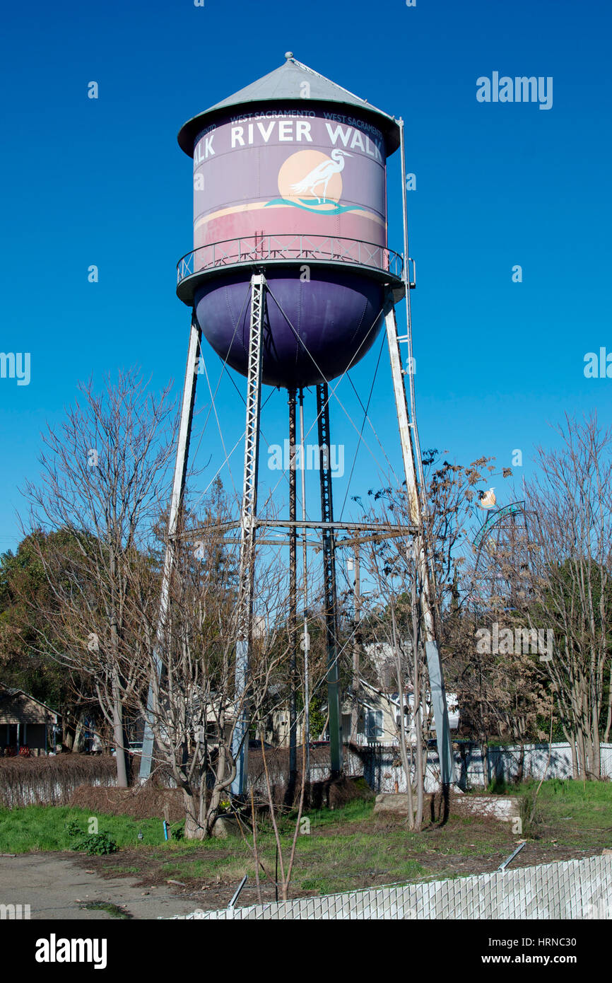 River Walk water tower in West Sacramento, California, USA. The River ...