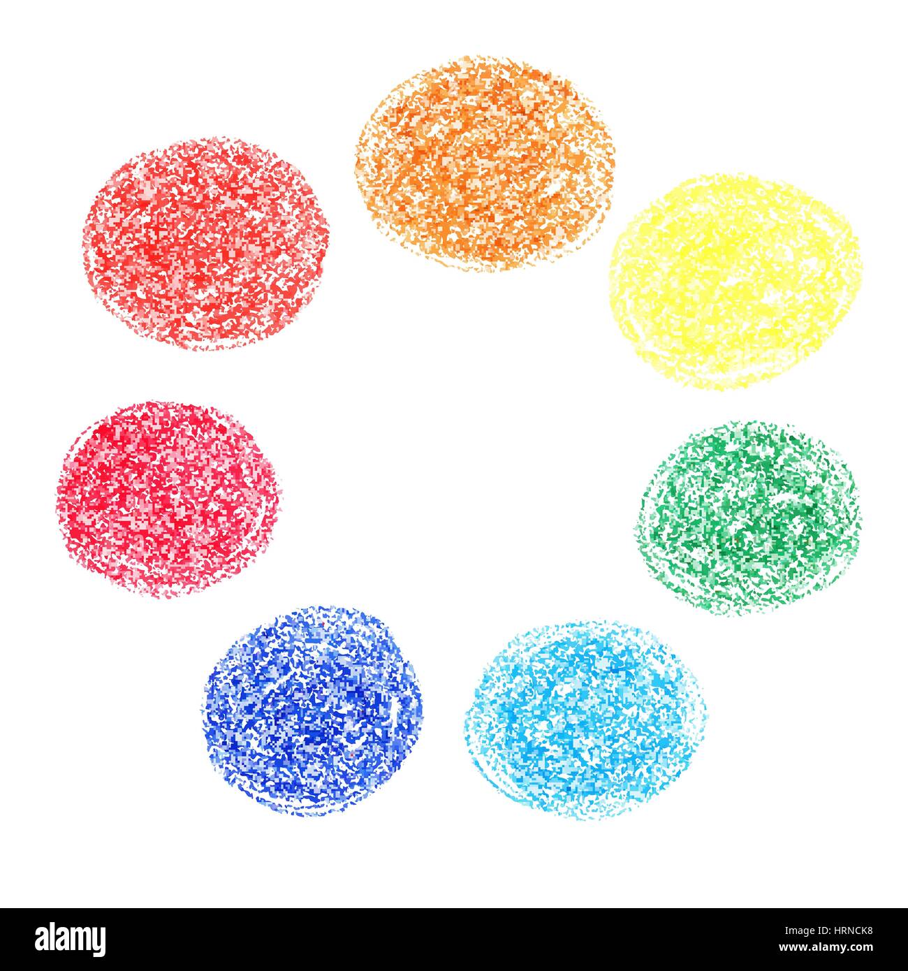 Set of colored spots of wax crayons, isolated on white background Stock ...