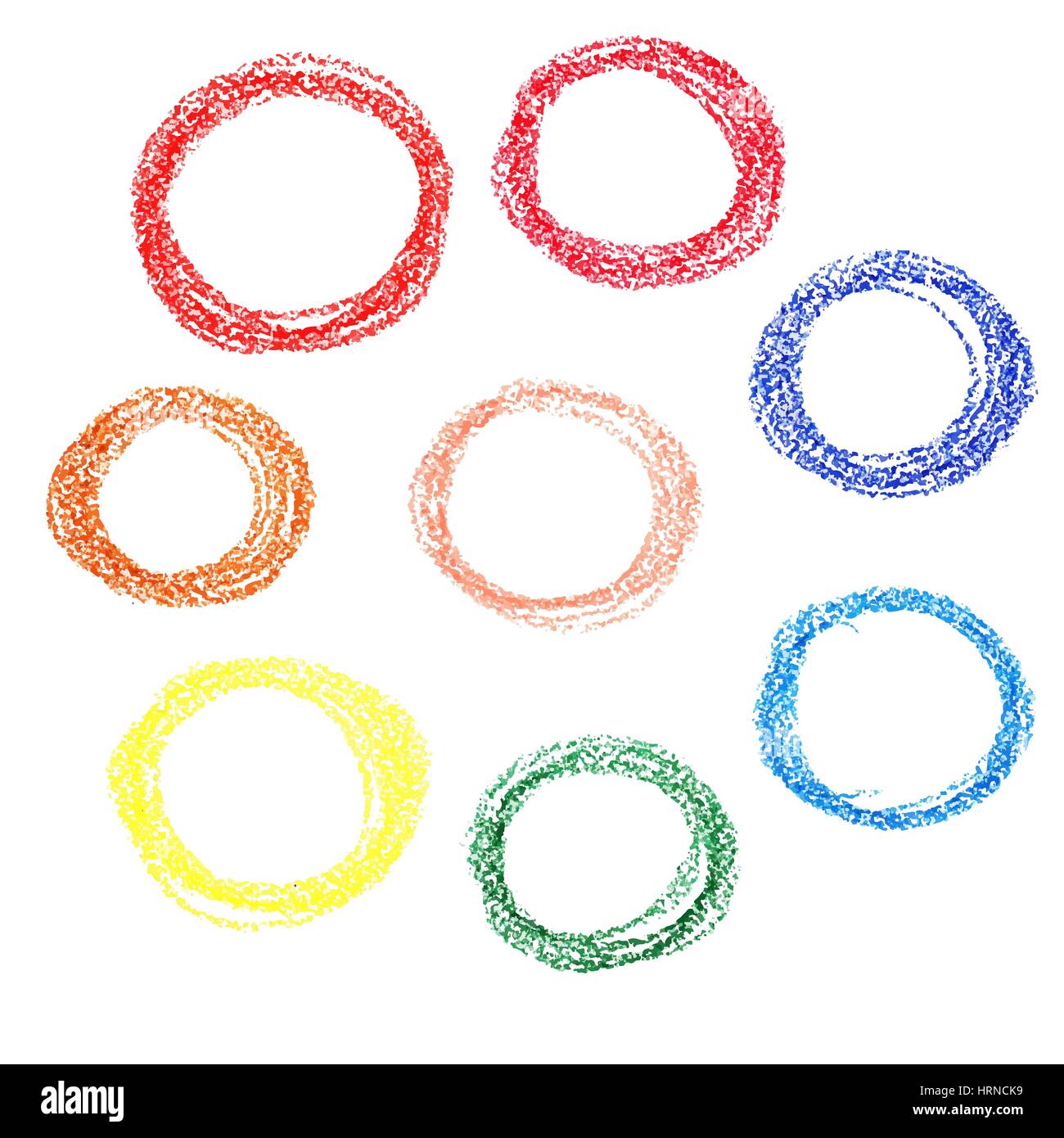 Set of colored spots of wax crayons, isolated on white background Stock ...