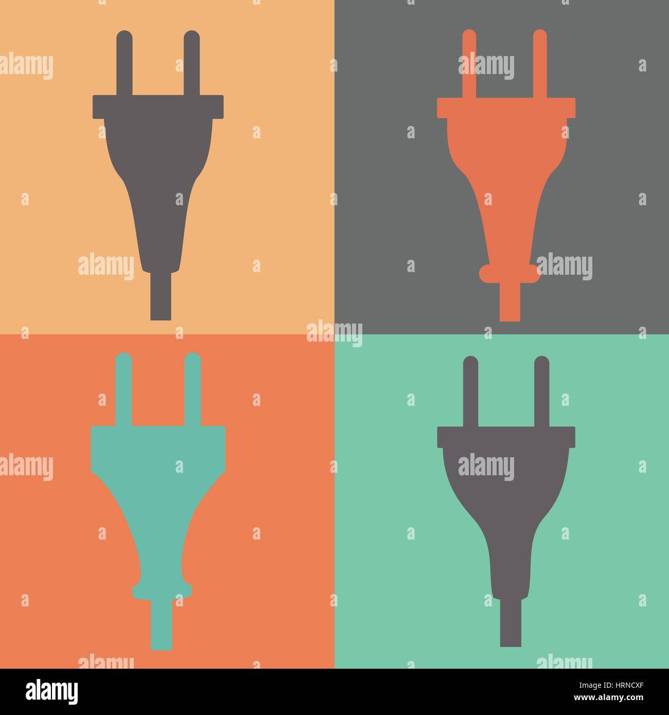 Set of electric plug sign icon. Power energy symbol. Flat style Stock ...