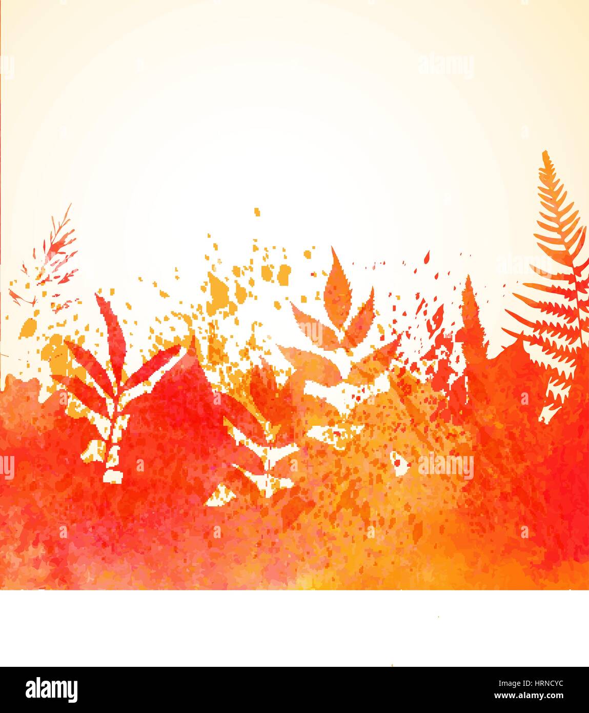Orange watercolor painted vector autumn foliage background Stock Vector ...
