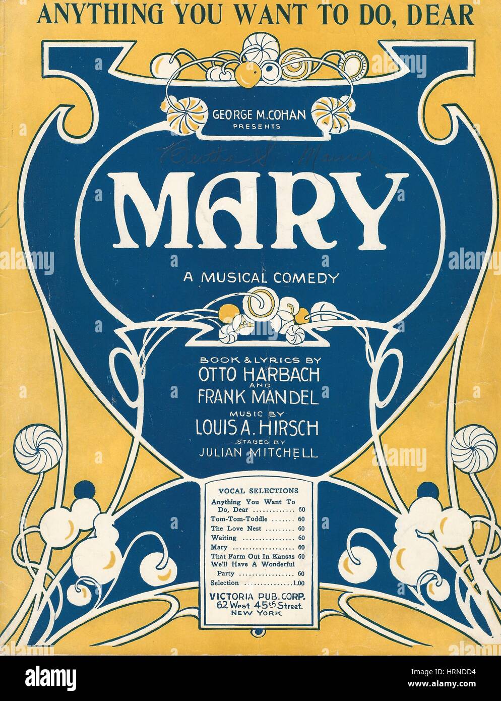 "Mary" 1920 Musical Sheet Music Cover Stock Photo - Alamy