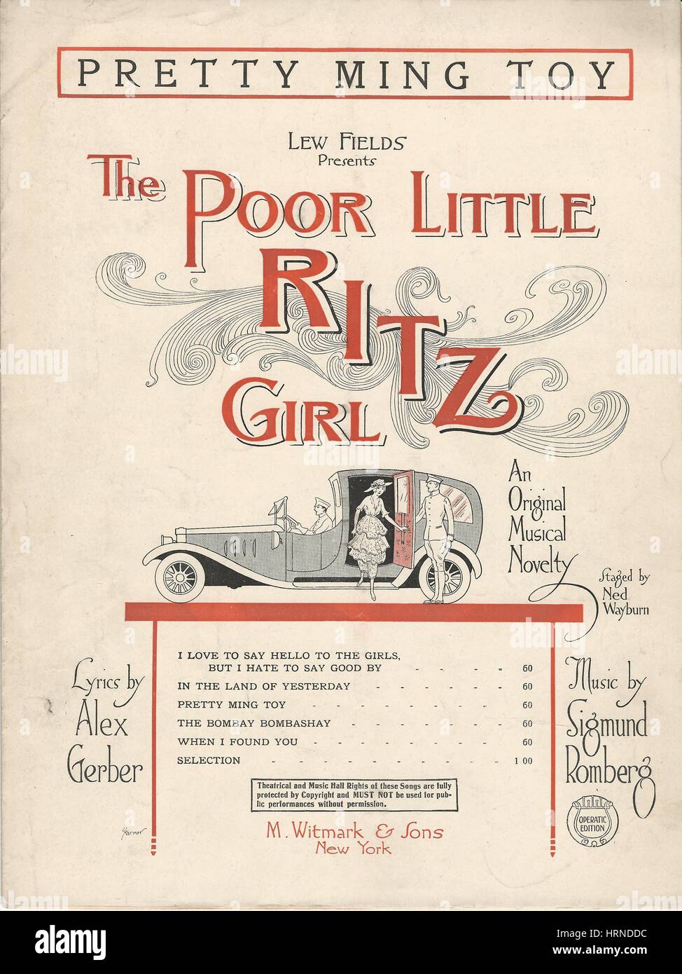 "Poor Little Ritz Girl" 1920 Musical Sheet Music Cover Stock Photo - Alamy