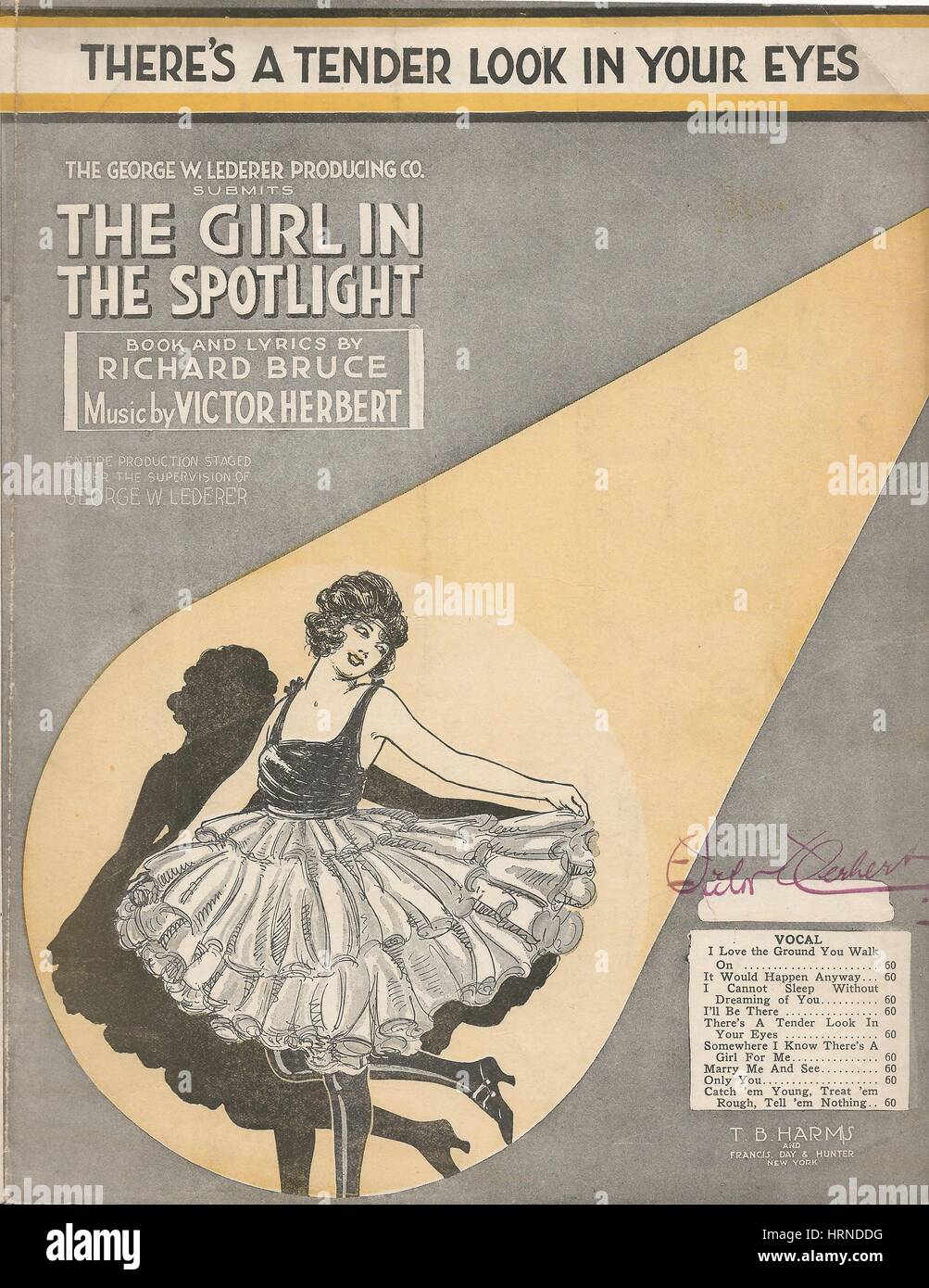 "The Girl in the Spotlight" 1920 Musical Sheet Music Cover Stock Photo ...