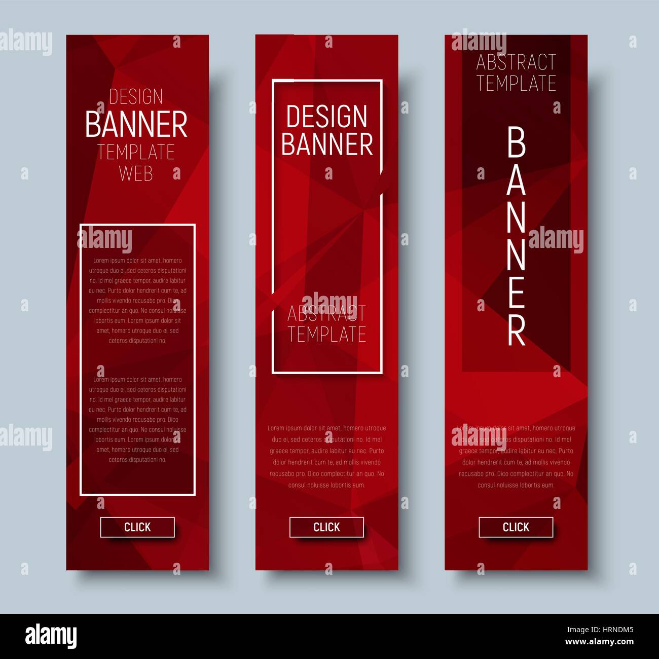 Template vertical web banners with abstract polygonal red background ...