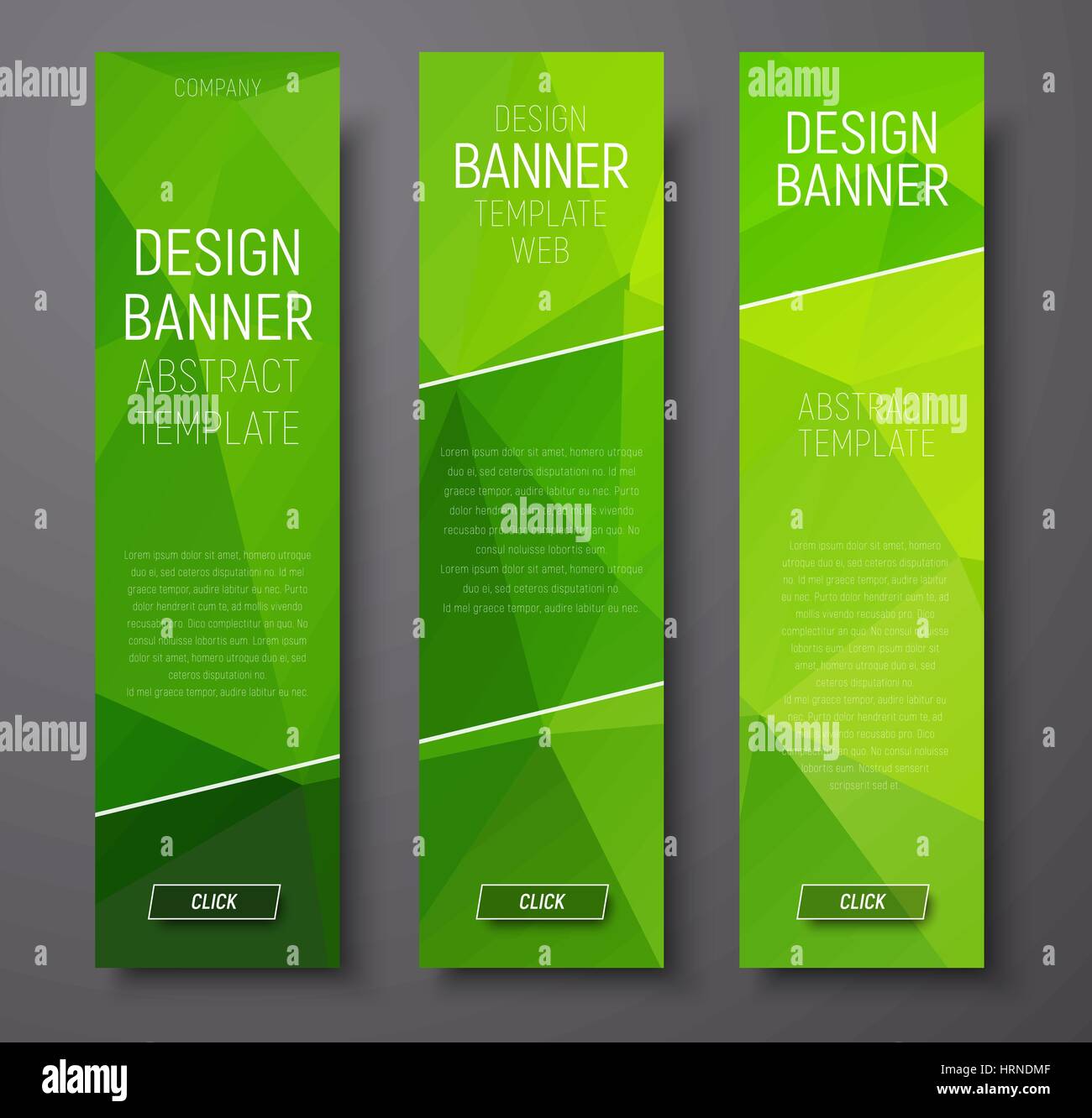 Design of vertical web banners with abstract green background polygon ...