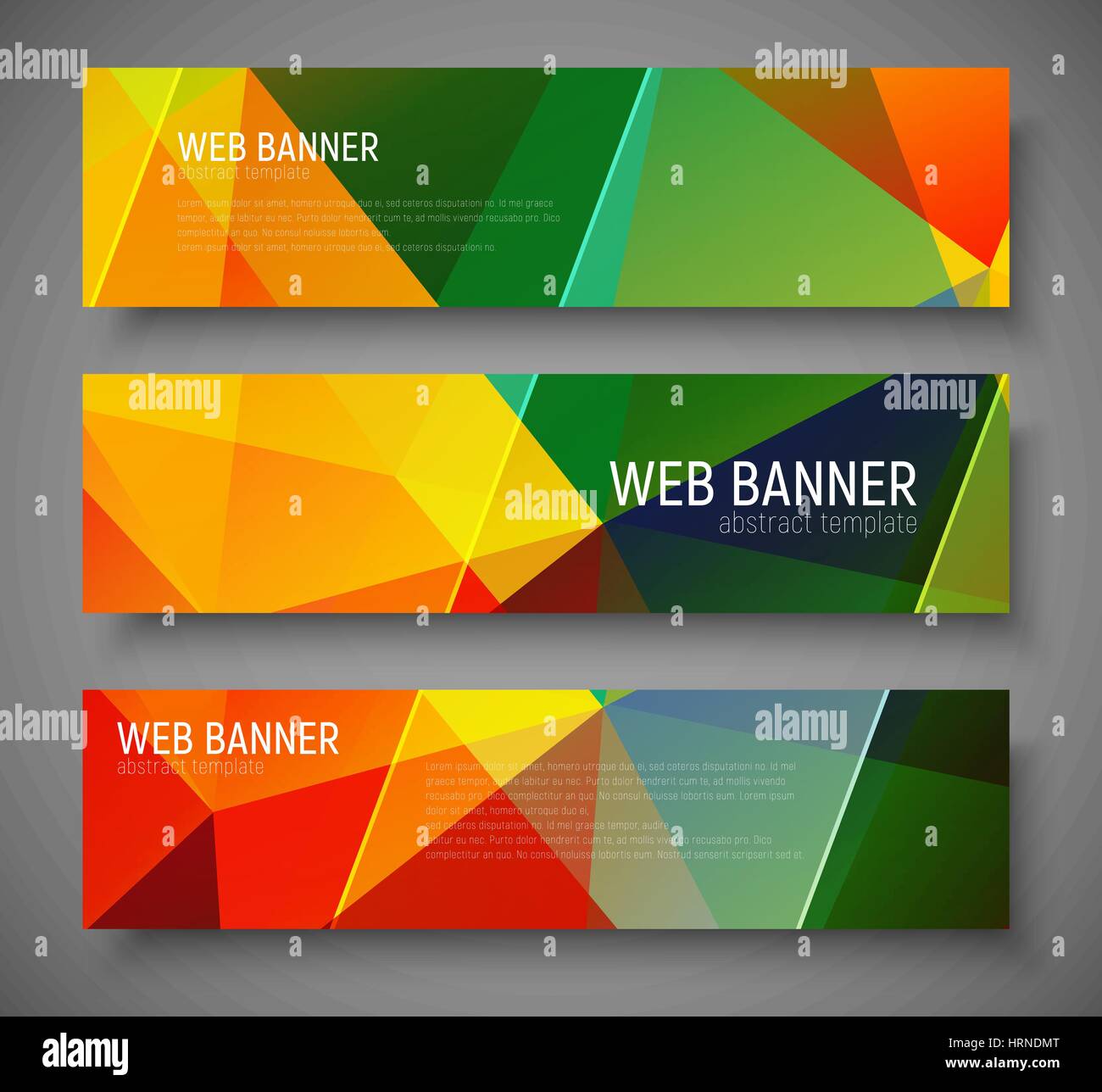 Template, horizontal web banners with abstract colorful polygonal ...