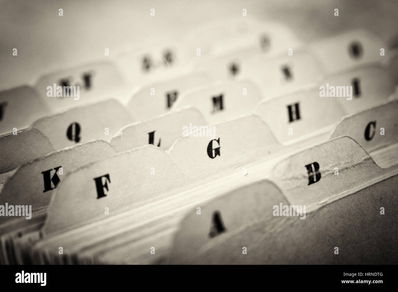 Close up of alphabetical index cards in a box Stock Photo - Alamy