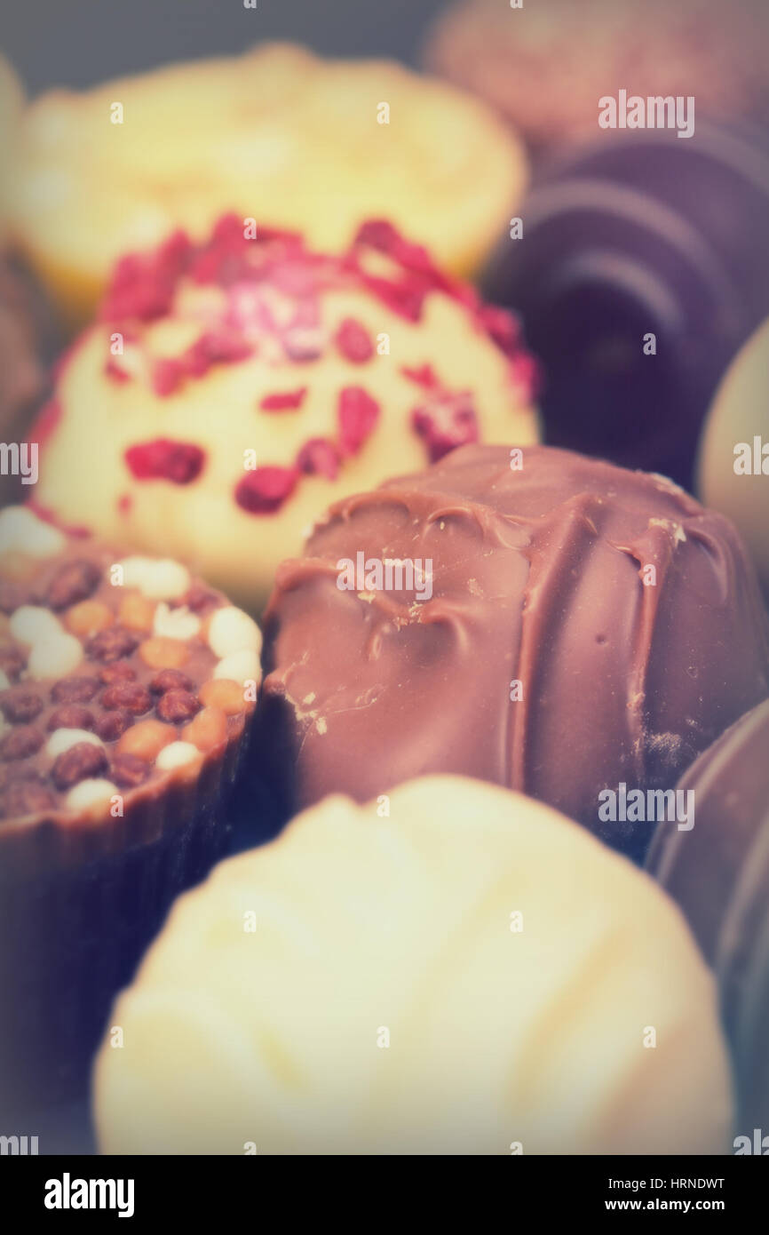 Close-up of a selection of delicious chocolates Stock Photo - Alamy