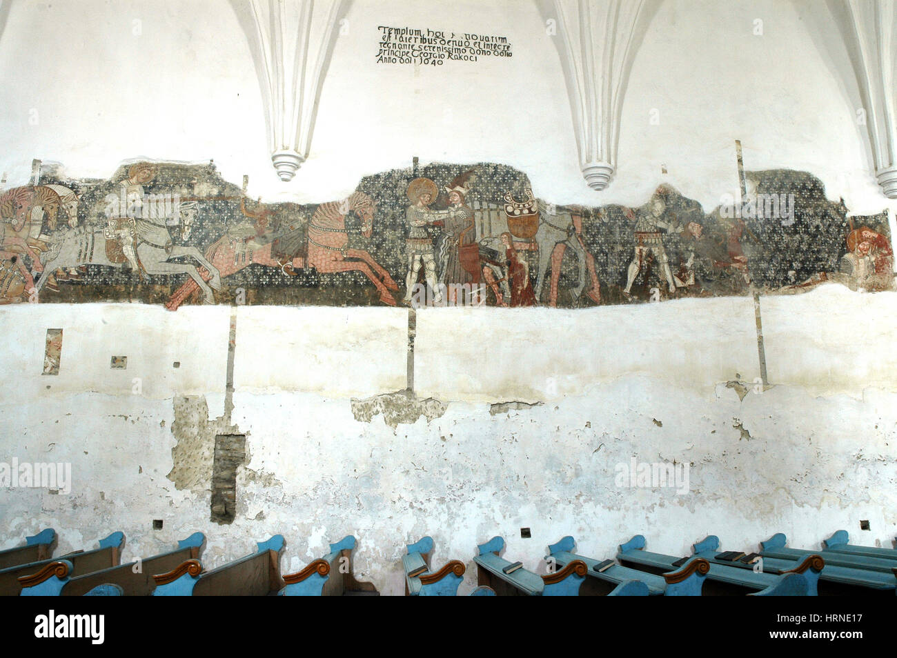 DARJIU, ROMANIA - MAY 12, 2008: The 13th century murals of the church ...