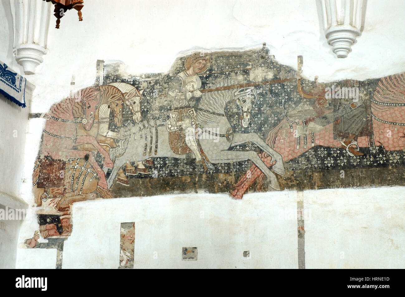 DARJIU, ROMANIA - MAY 12, 2008: The 13th century murals of the church ...