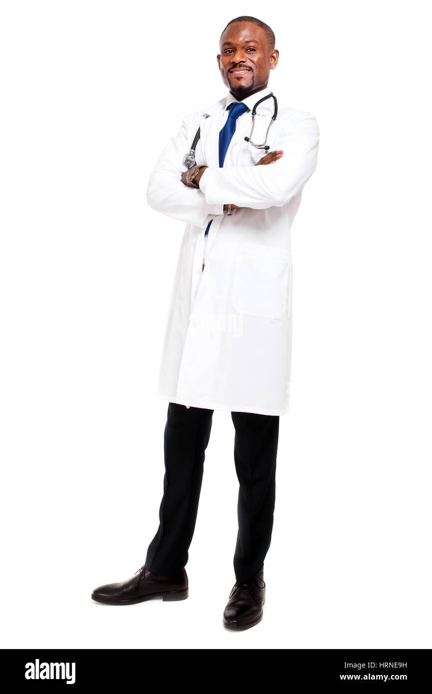 Full length black doctor isolated on white Stock Photo - Alamy