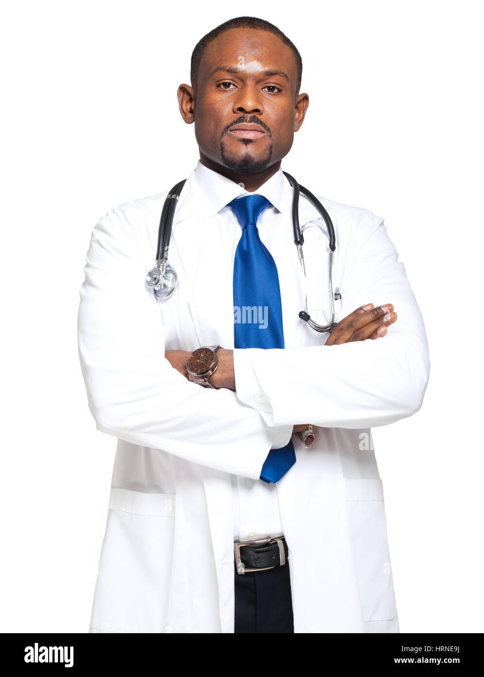 Full length black doctor isolated on white Stock Photo - Alamy
