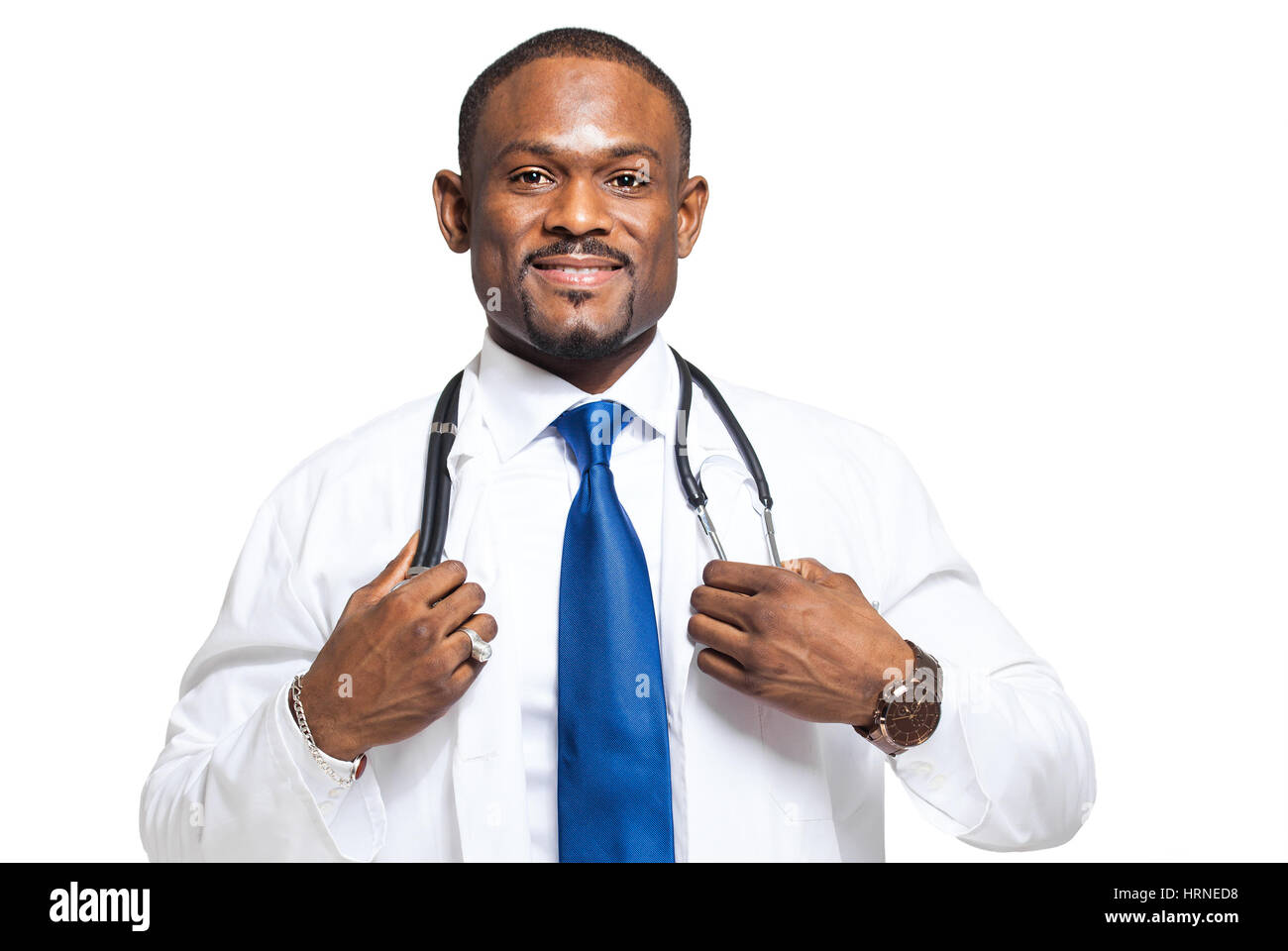 Black doctor portrait isolated on white Stock Photo - Alamy