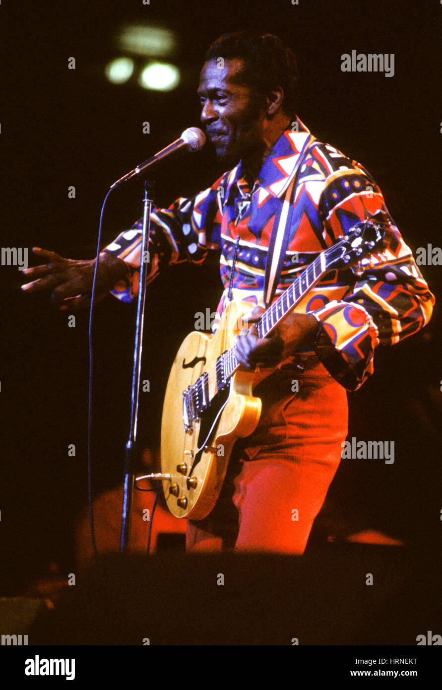 CHUCK BERRY american guitarist and singer at a concert in Norrköping ...