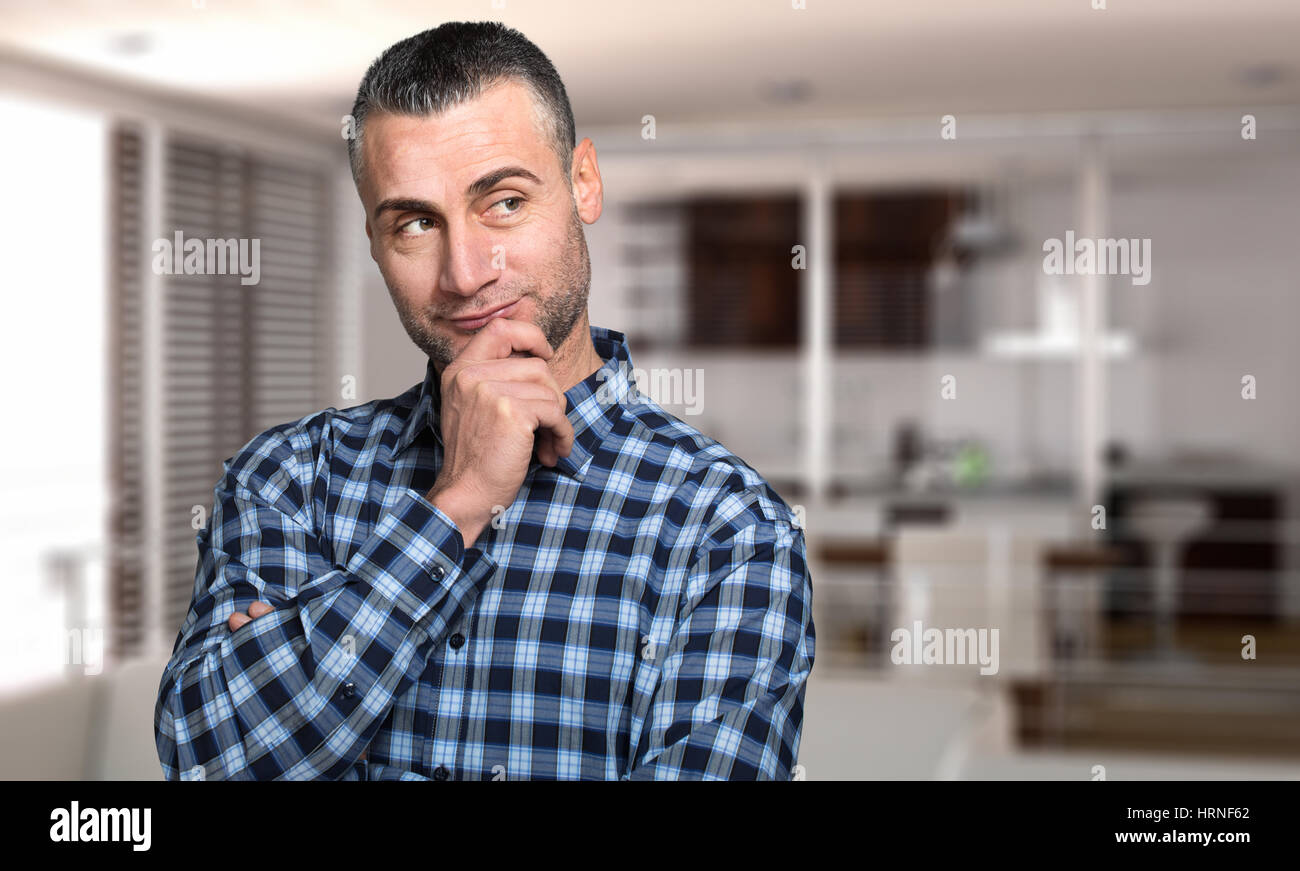 Thoughtful man portrait Stock Photo - Alamy